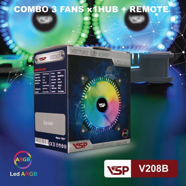 Vsp Radiator Fan Set Of 3 Fans + ARGB V208B LED Hub | Shopee Malaysia