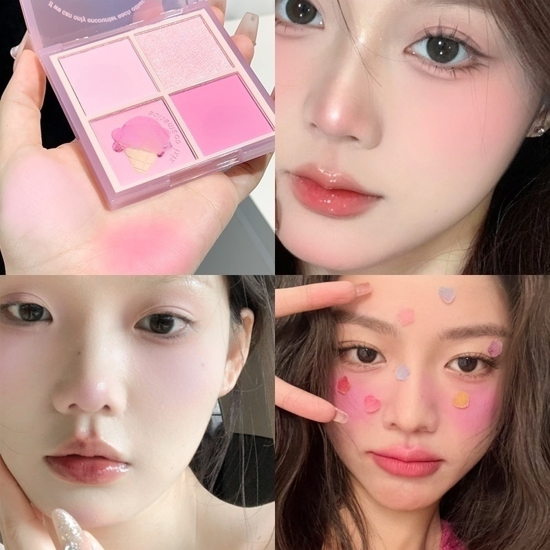 Xixi Blush XIXI 4 Boxes Bright Shimmer Highlight makeup Integrated ...