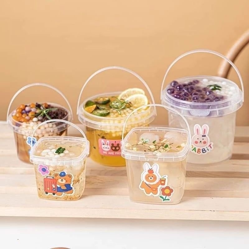 10 buckets for milk tea, chicken feet, candy, with handles and lid ...