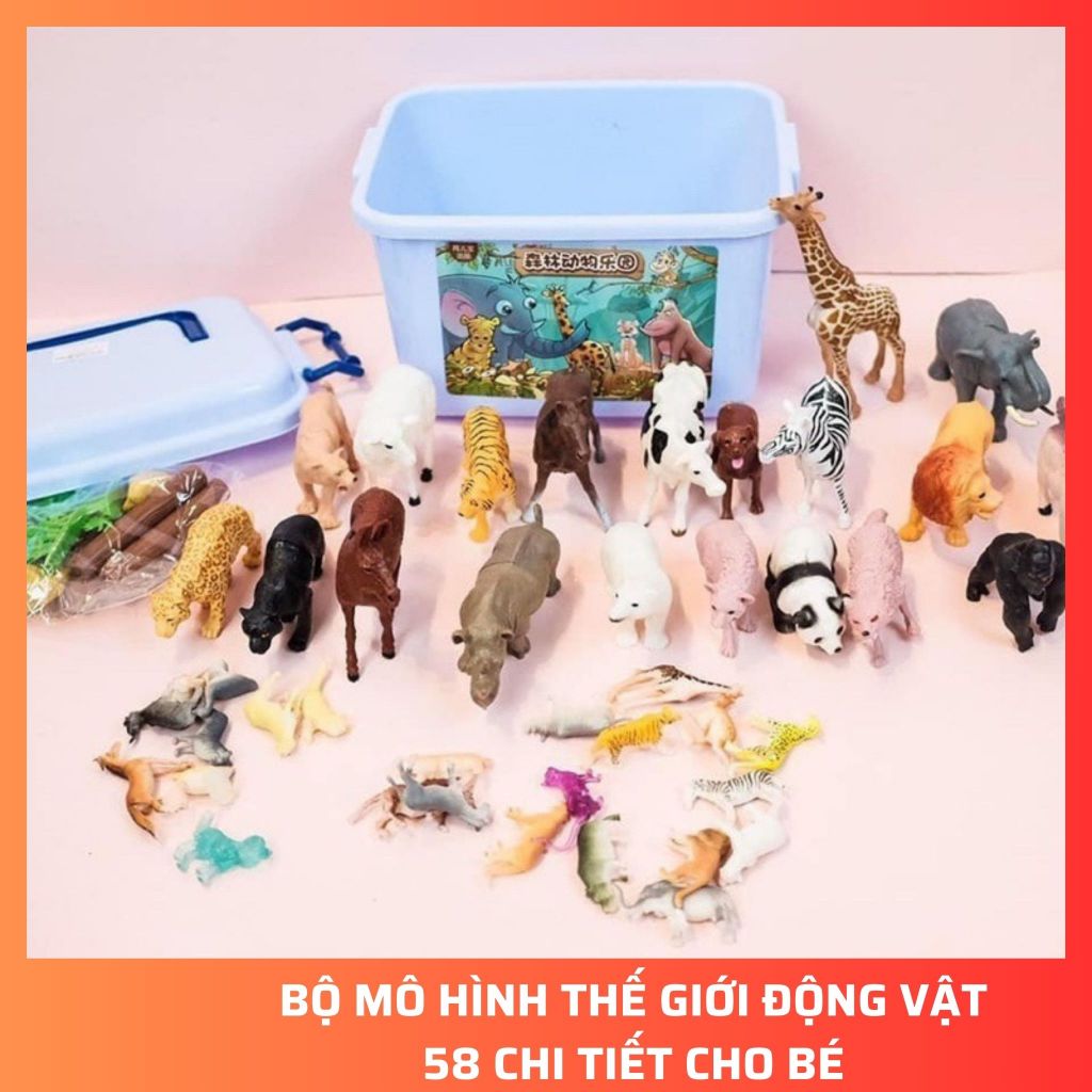 58-piece Animal Model Toy Set, Safe ABS Plastic Wild Forest Animal Set ...