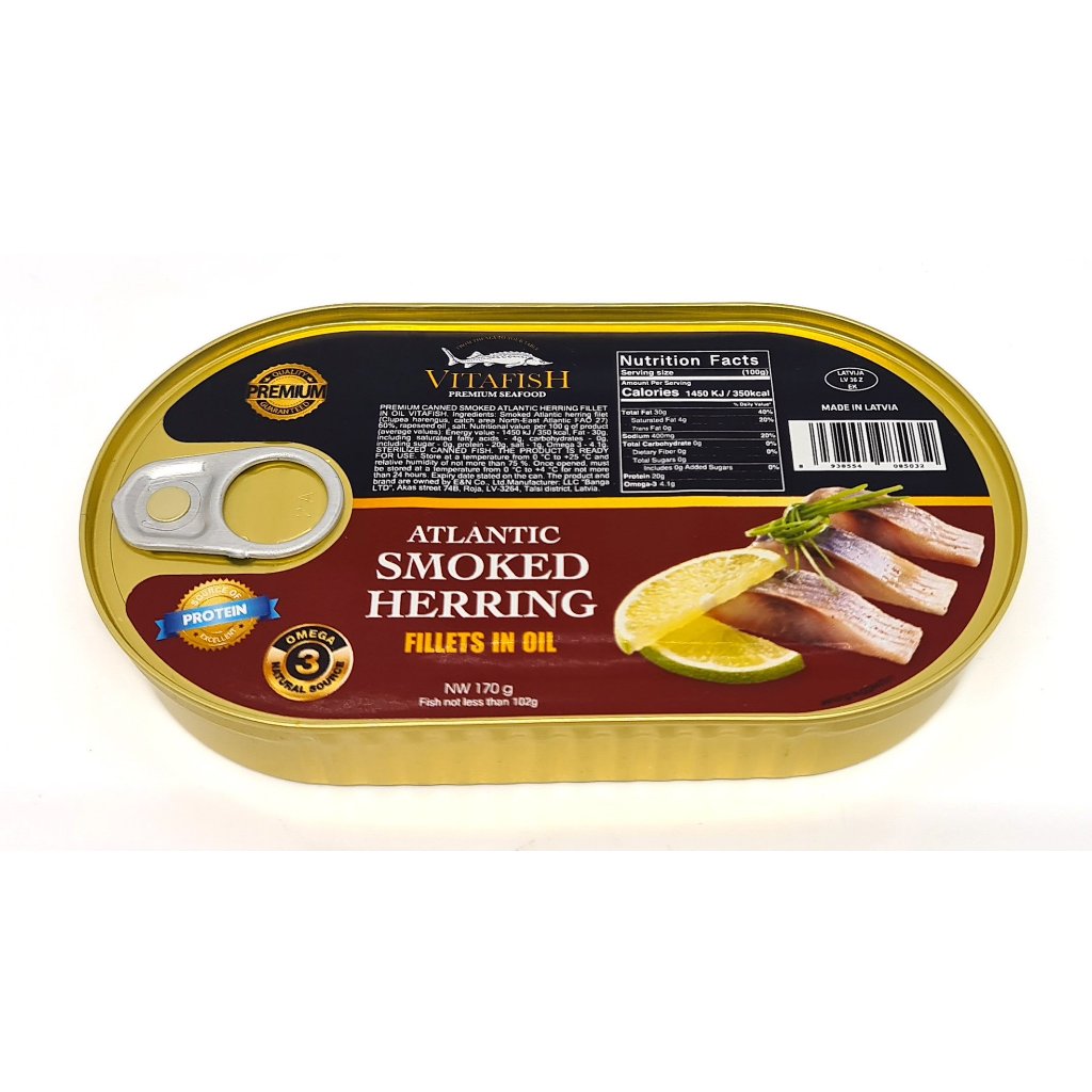 Vitafish Premium Canned Smoked Atlantic Herring Fillet Soaked in Oil ...
