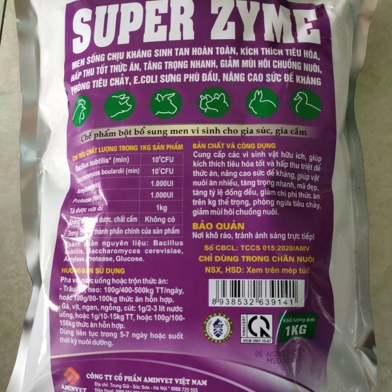 Super ZYME soluble live yeast 1kg has good digestion, weight gain, prevents diarrhea, improves ...