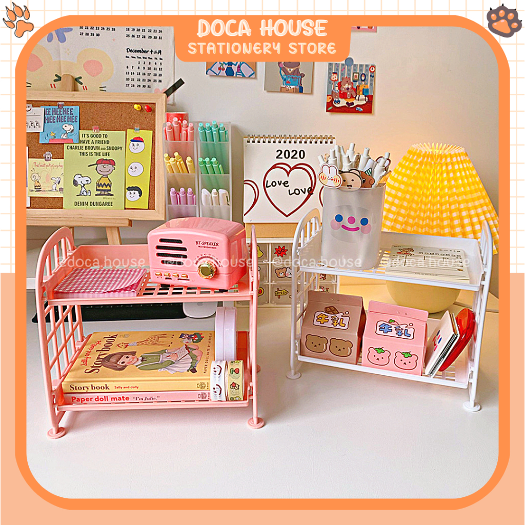 Mini 2-Tier Multi-Function Foldable Plastic Shelf for Storing Things to ...