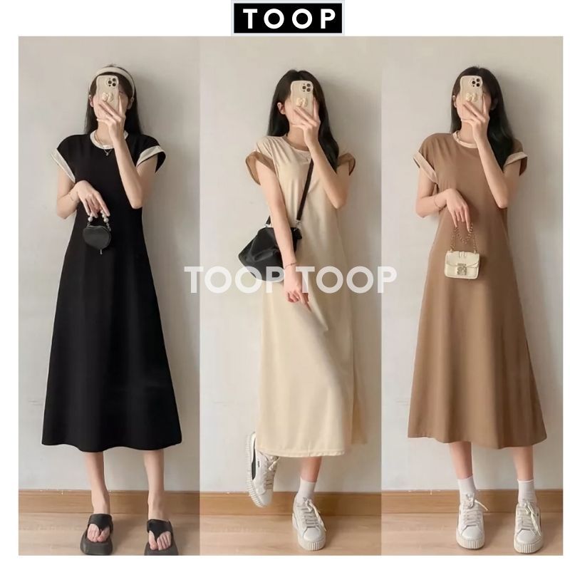 A-shaped long, elastic dress with neckline and wrist shape - Beautiful ...