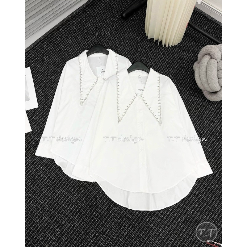 Stone-stitched Pointed Collar Shirt SUPER VIP BEAUTIFUL FRESIZE 40-65kg ...