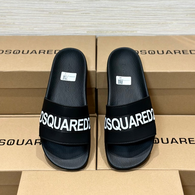 [Newest Version] Dsquared2 Horizontal Strap Slippers With Black logo LA ...