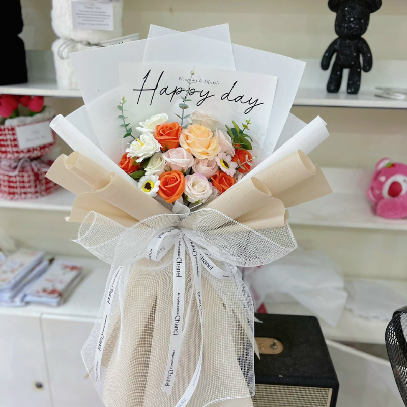 Avy Premium Mixed Wax Rose Bouquet Wrapped in Luxurious Letter Paper ...