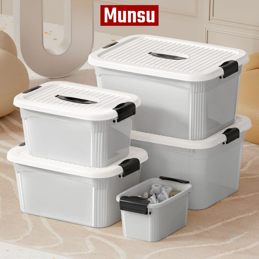 Plastic Storage Box with Lid Handle, Multi-Size and Color Storage Bin ...