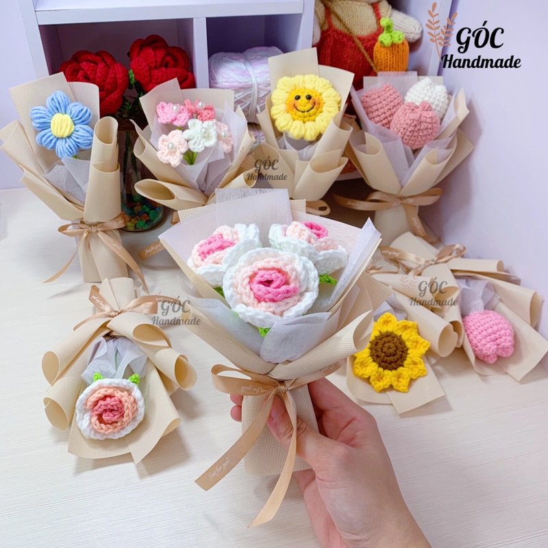 Handmade Mini Wool Bouquet Of Various Patterns (20cm High) | Shopee ...