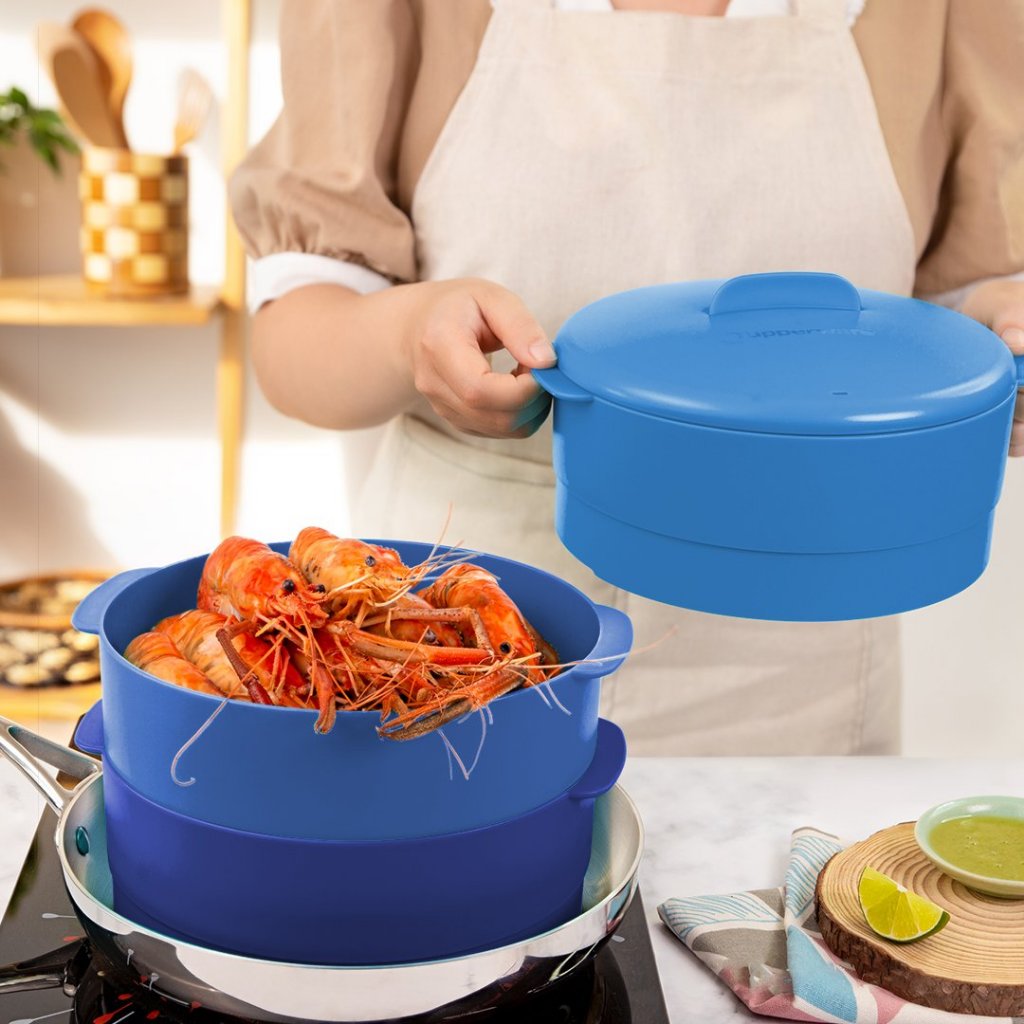 Genuine 3-Storey Steamer Blue -Tupperware | Shopee Malaysia
