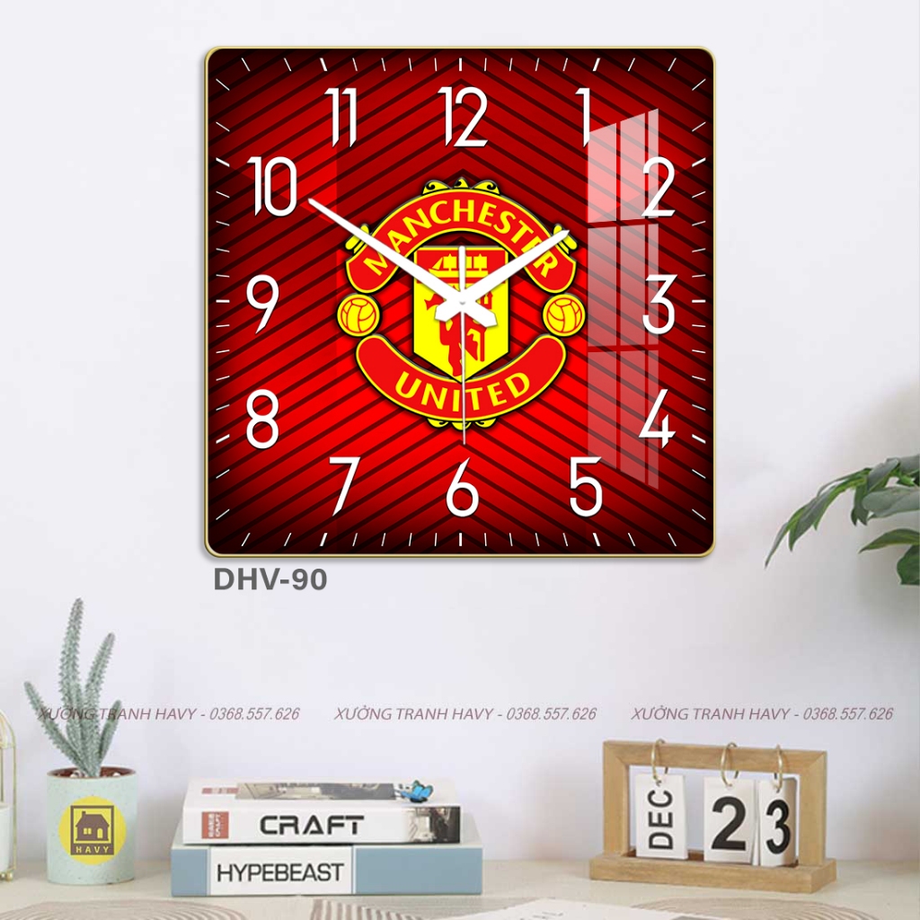 Manchester United Club Square Mirror Wall Clock in UV High Quality ...