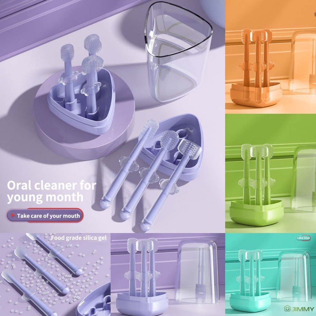 Set of 3 silicone toothbrush blades with 3 WEIGHTS for babies (with ...