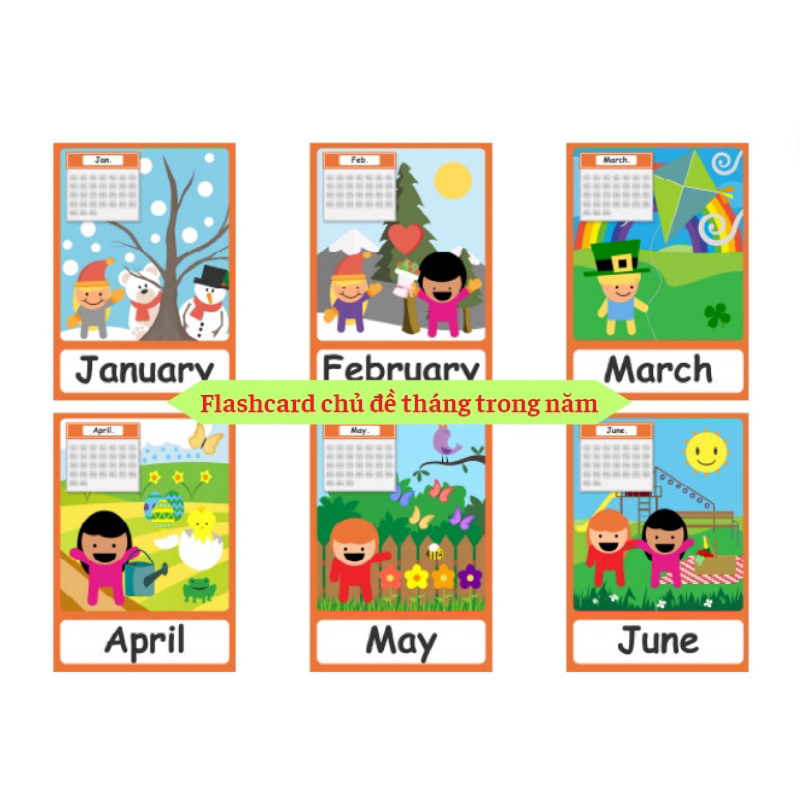 Set of 12 laminated flashcards with the theme of months of the year ...