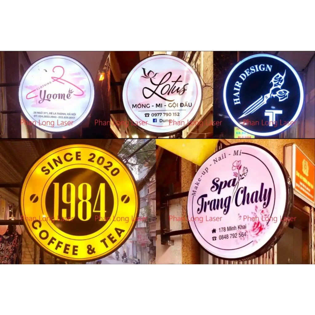 Waving advertising sign, 60 cm round embossed mica light box with white ...