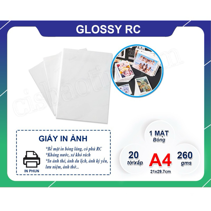 Glossy RC A4 PHOTO PRINTING PAPER 260G (PACK OF 20 SHEETS) | Shopee Malaysia