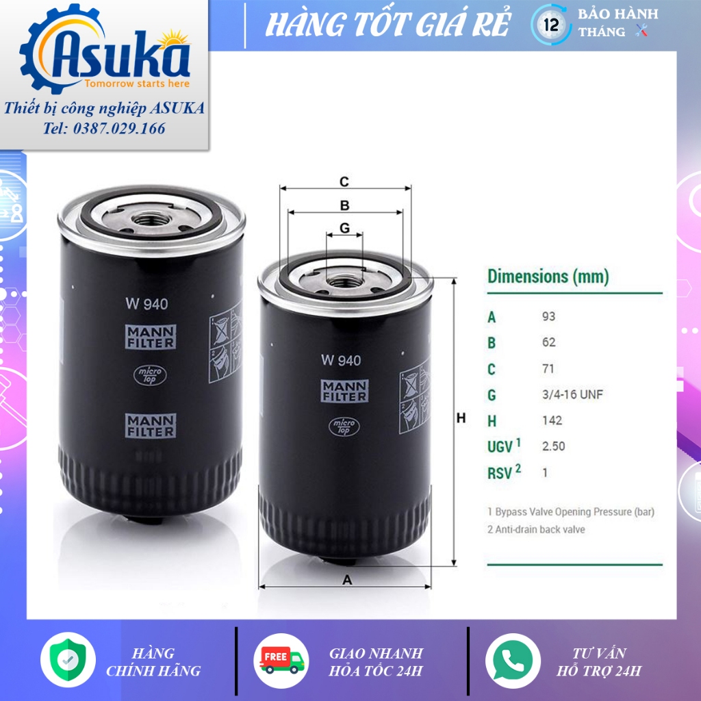 Mann Filter W940 hydraulic and pneumatic oil Filter | Shopee Malaysia