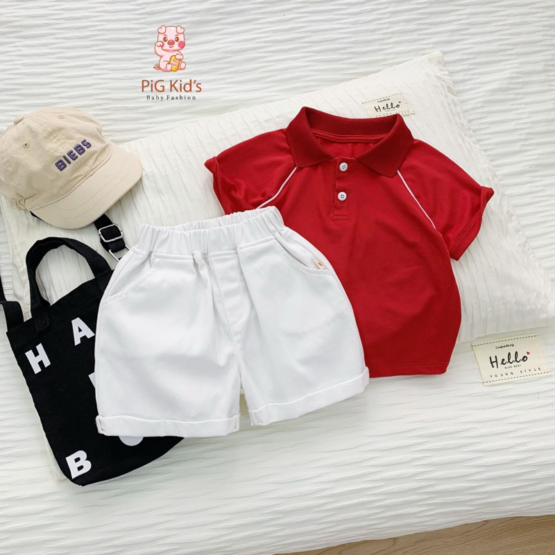 Red polo Set With Border For Boys. | Shopee Malaysia