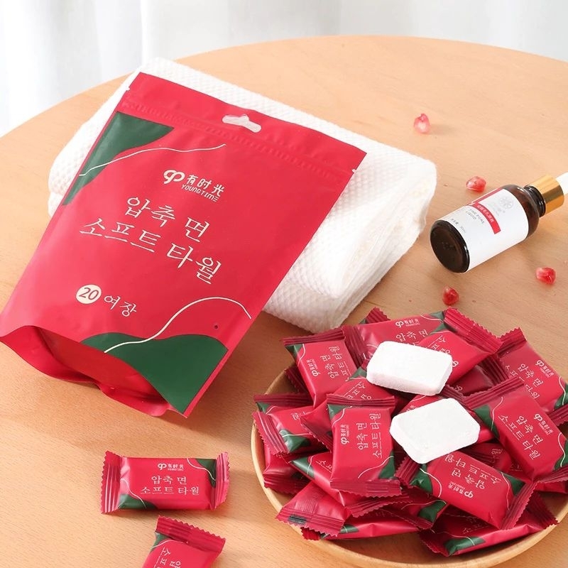Bag of 20 Disposable Korean Compressed Tissues in Candy Form - With Zip ...