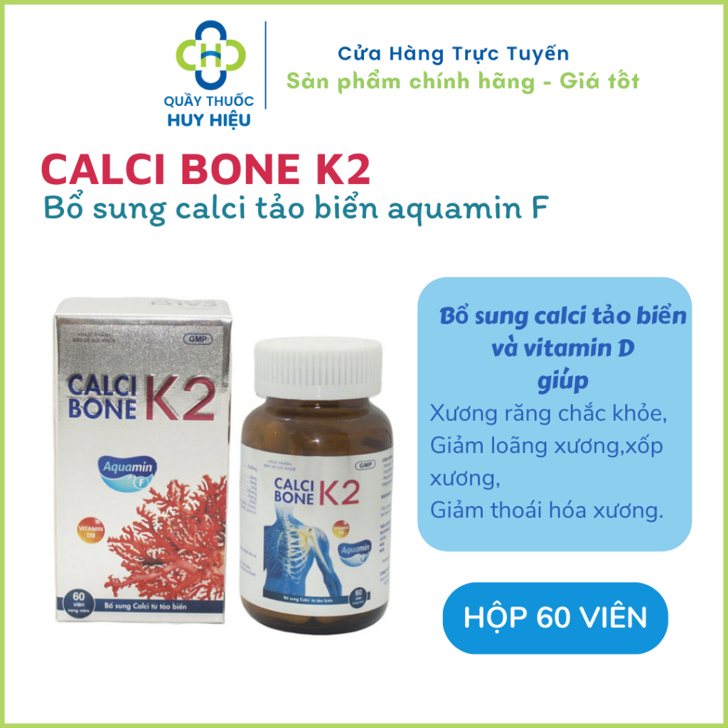 Calci BONE K2 - box of 60 tablets - calcium supplement from seaweed and ...