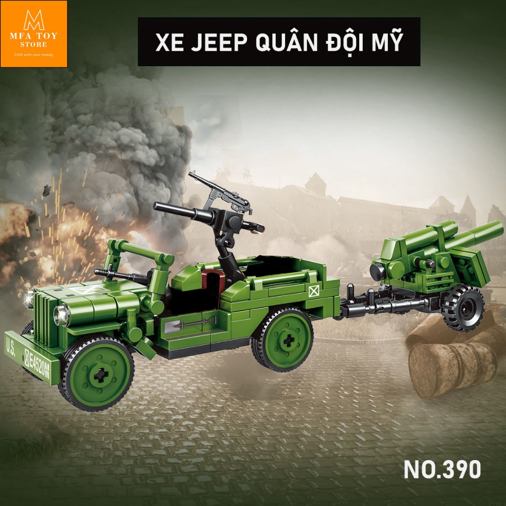 Swat army assembly toy, assembly model - US military Jeep WW2 No.390 ...
