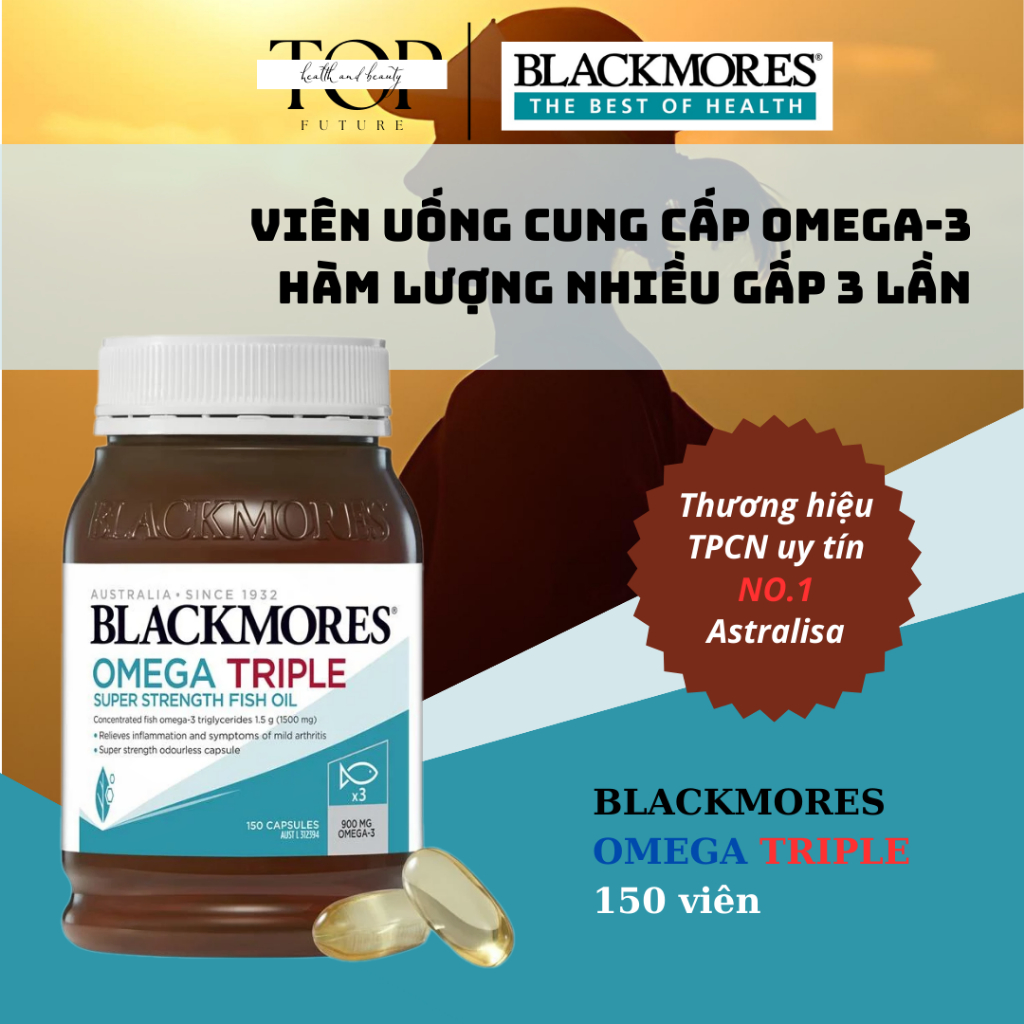 Blackmores Omega Triple Super Strength Fish Oil 150 Capsules Australian High Concentration Fish ...