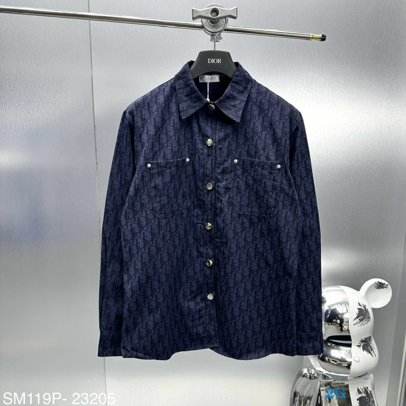 Men's and women's long-sleeved CD shirt in khaki fabric with thick ...