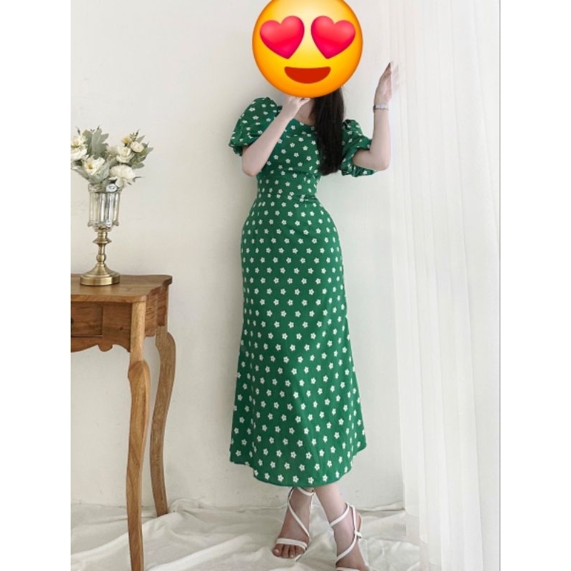 Cati dress is thin and cool as air, green | Shopee Malaysia