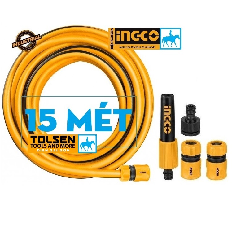 Ingco Set of 15 meters of PVC pipe with garden hose coupling HPH2001 ...