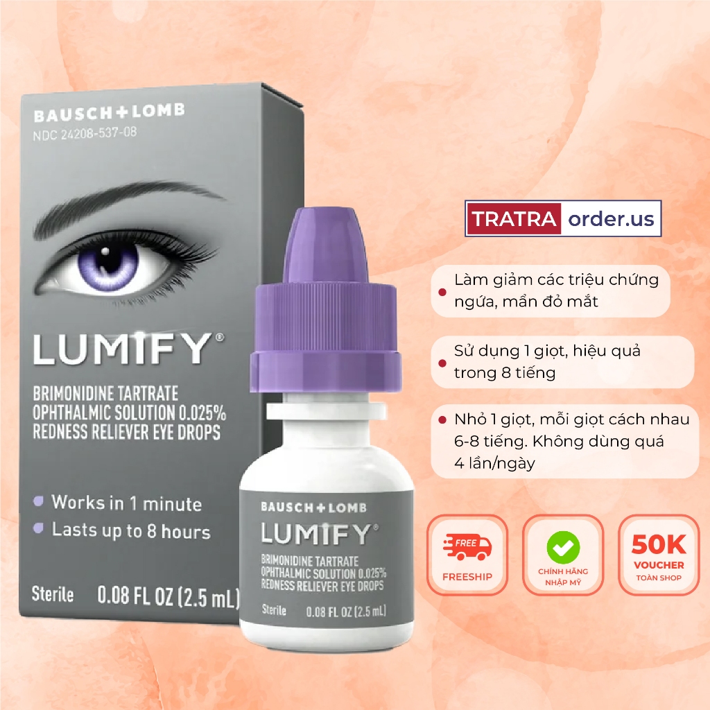 LUMIFY Redness Reliever Eye Drops 2.5ml Eye Drops soothe red eyes for 8 ...