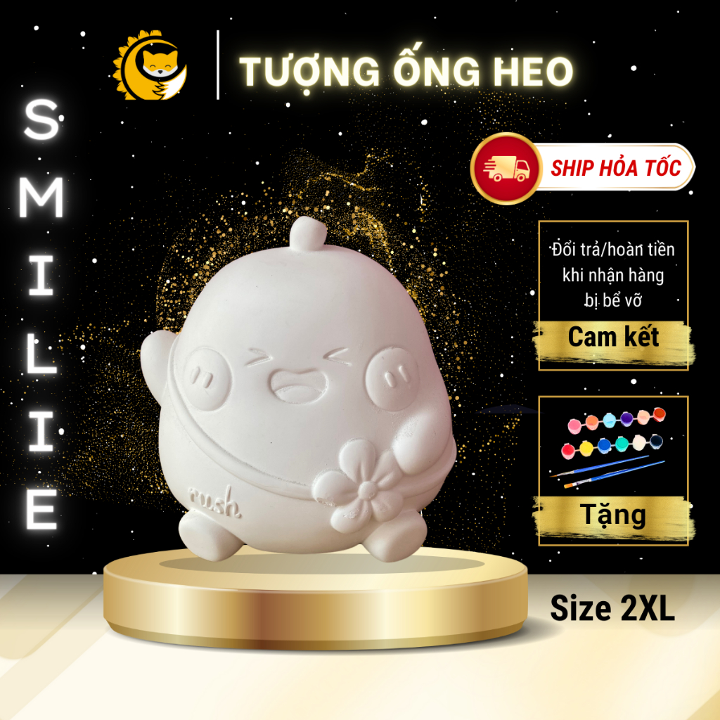 Rush Plaster Statue WEARING FLOWERS Smilie Statue Piggy Bank Coloring ...