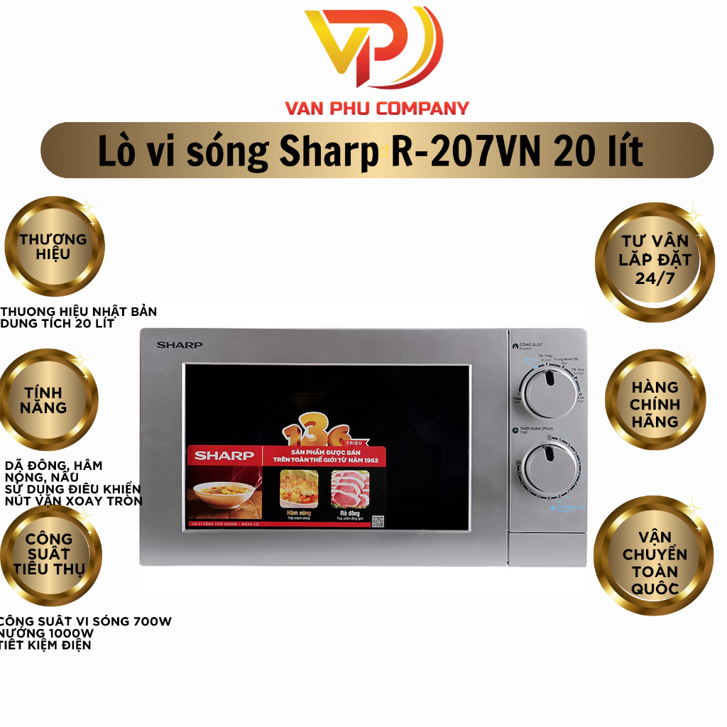 Genuine Sharp 20 liter microwave oven R-207VN-SL, cooks, defrosts, warms food quickly, | Shopee ...