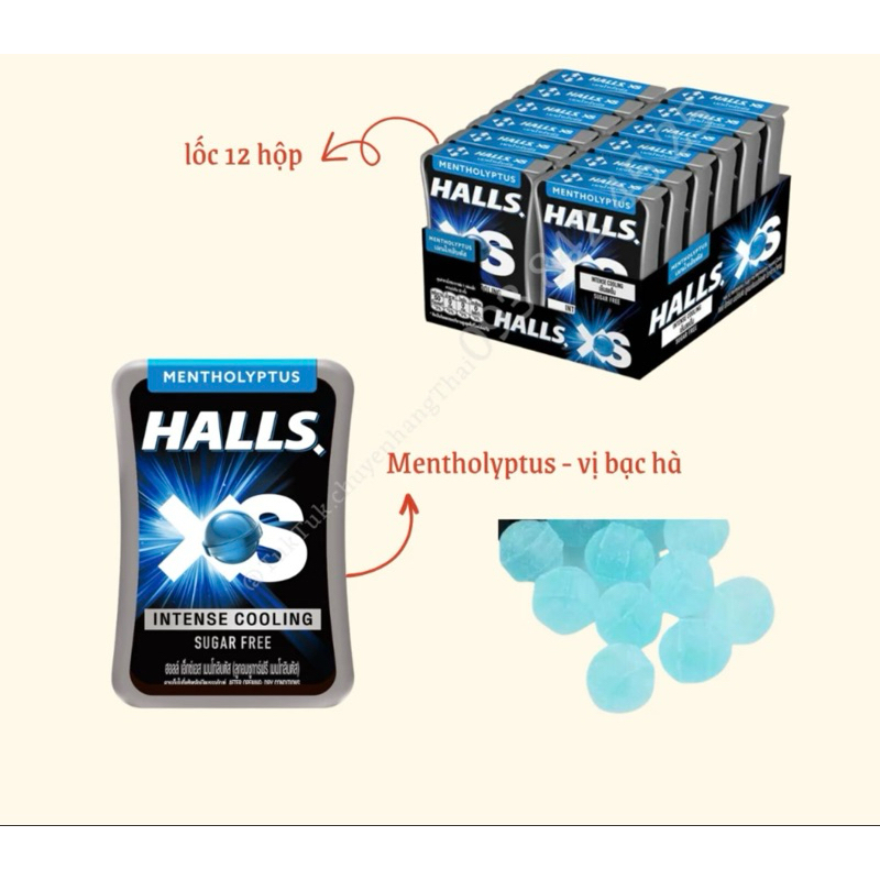 Halls Xs Sugar-Free Mint Lozenges Box Helps Freshen Mouth, Cough, Sore ...