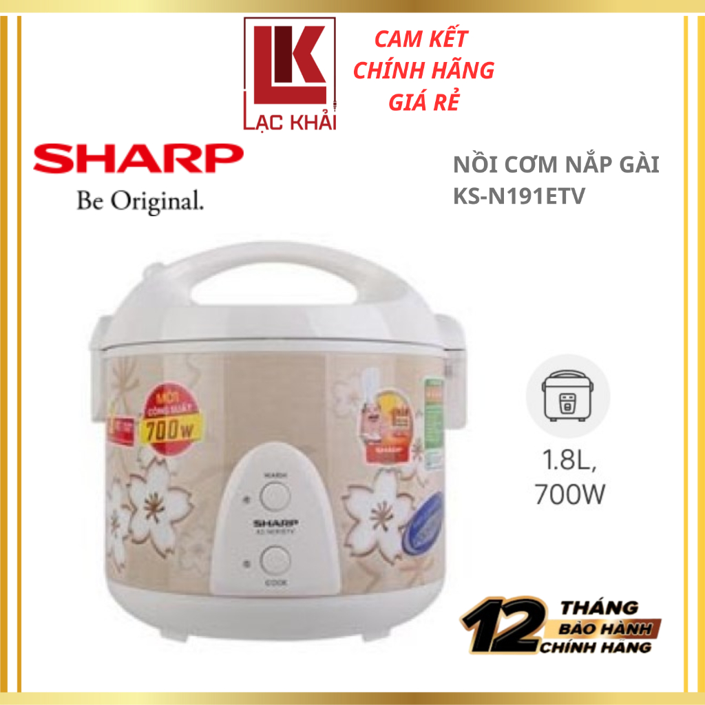Sharp 1.8 liter lidded rice cooker KS-N191ETV, Capacity 700W, 2D ...