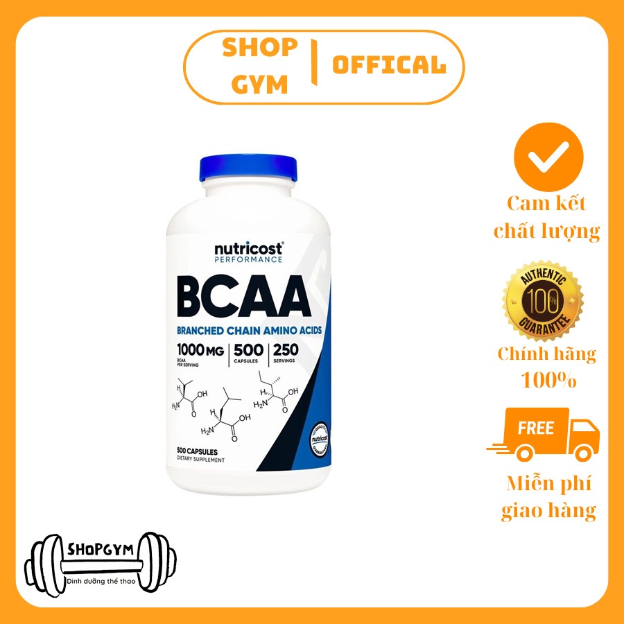 Nutricost BCAA Capsules, 1000mg - 500 Capsules oral tablet supports ...