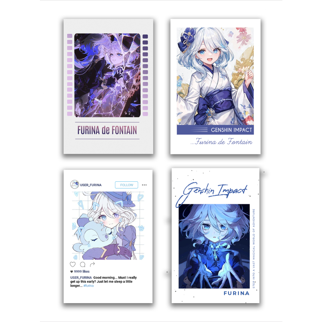 Pack of 4 pola cards of Furina game Genshin Impact characters | Shopee ...