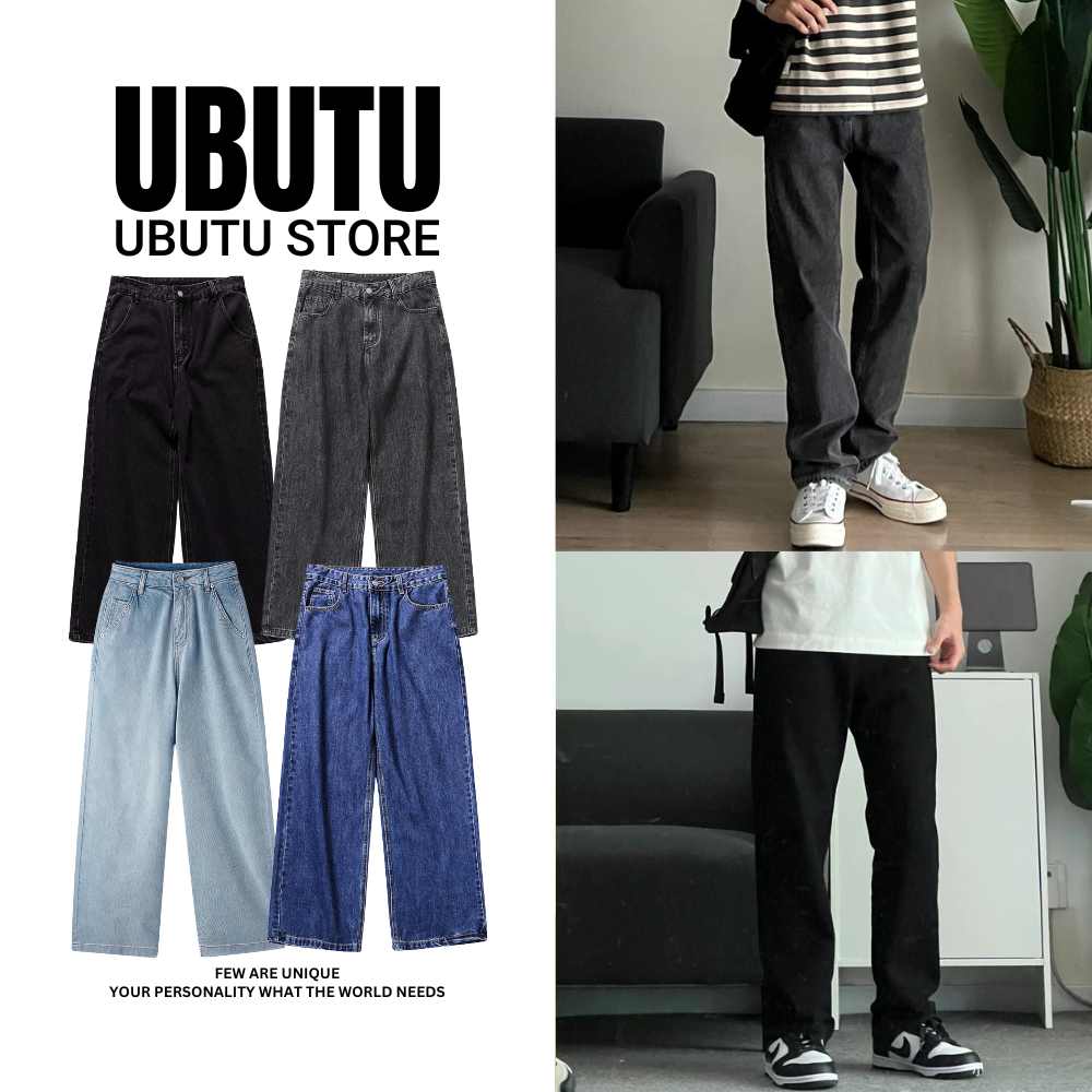 Basic Straight-Leg Men's Baggy Pants - UBTQ06 - UBUTU STORE | Shopee ...