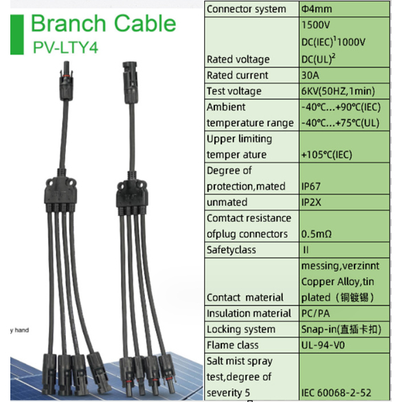 bag MC4 Y-shaped branch connection Jack 4 outputs 1 M/M/M/F and F/F/F/F/M connector specialized ...