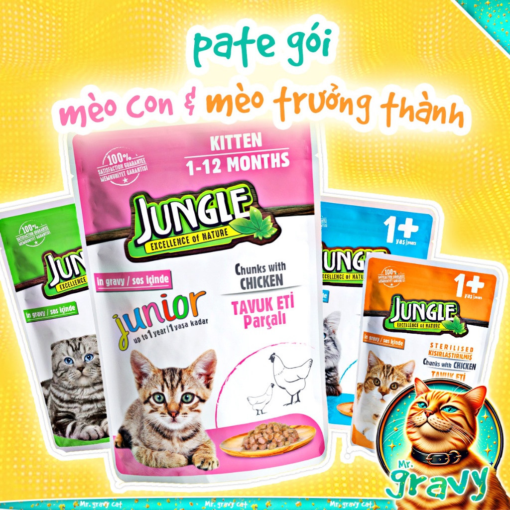 Pate JUGLE EXCELLENCE OF NATURE Cat Meat Packet in Sauce Provides EPA ...