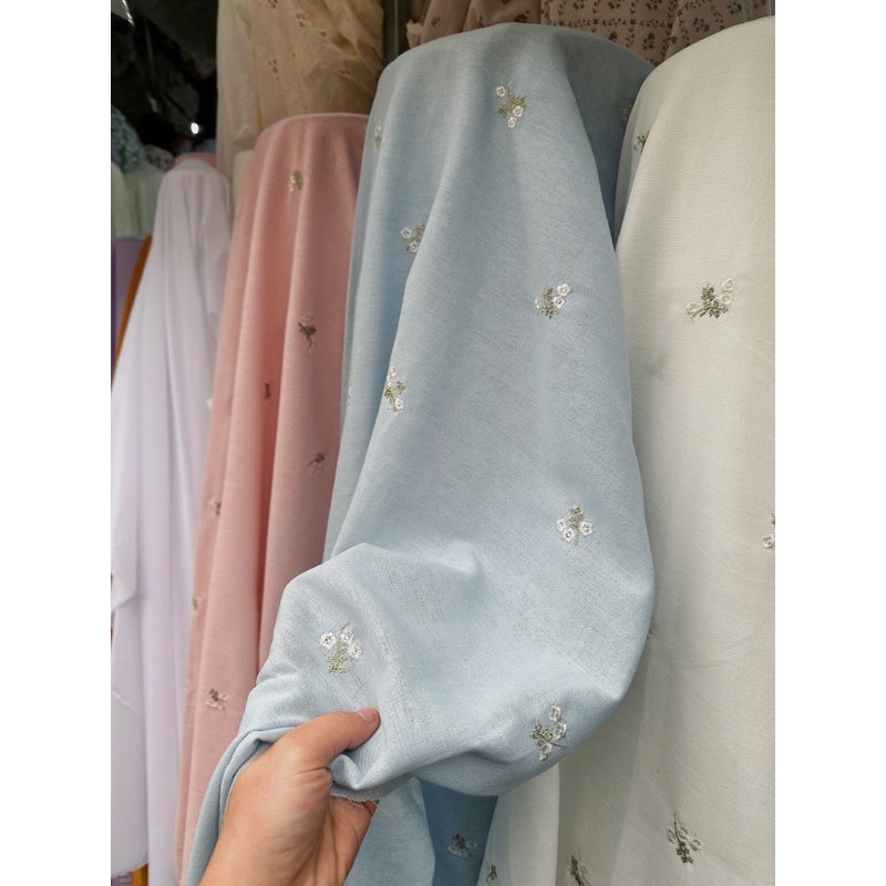 Super beautiful and airy pastel floral embroidered linen fabric ...