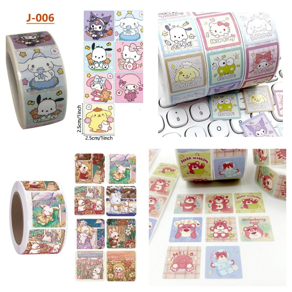 Roll of 500 cute Sanrio square stickers - 2.5cm | Shopee Malaysia