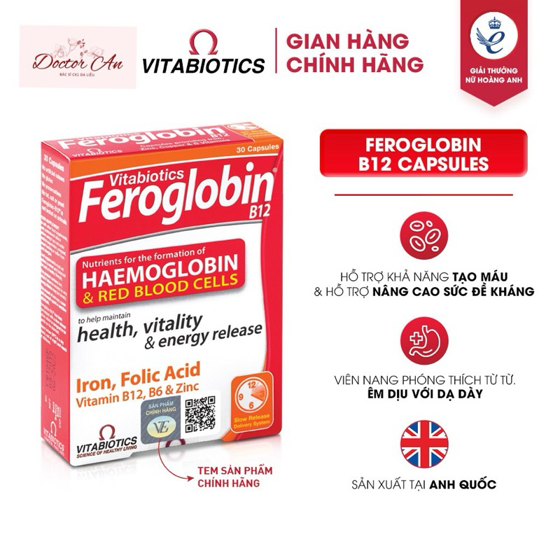 Cty. Vitabiotics FEROGLOBIN B12 Blood Supplement Pills Provide Iron to ...