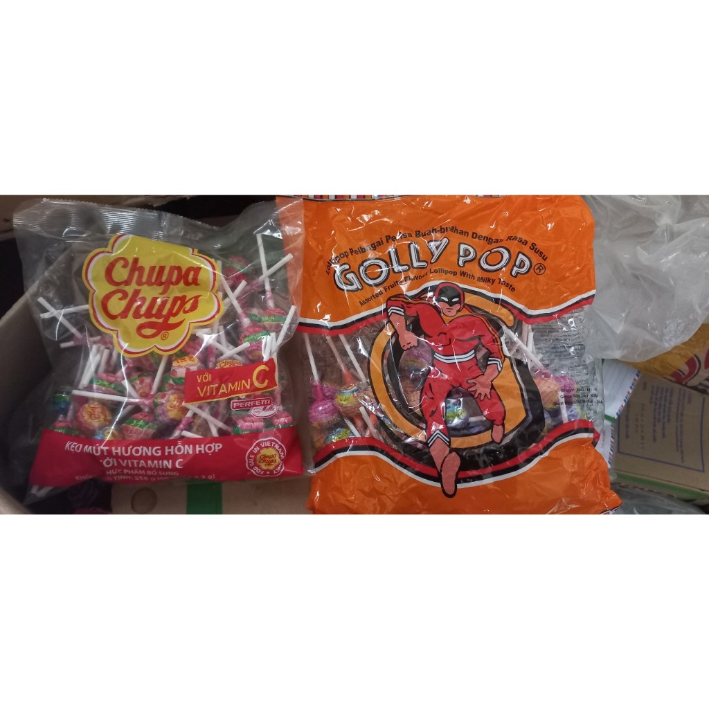 Pack of 60 chupa chups/golly pop mixed fruit flavored lollipops ...