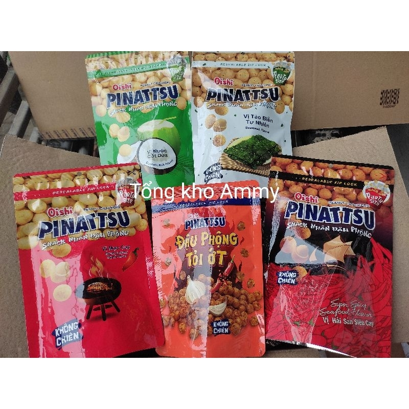 Pinattsu oishi Fish Skin Peanuts Coconut Milk / Spicy Squid / Super ...