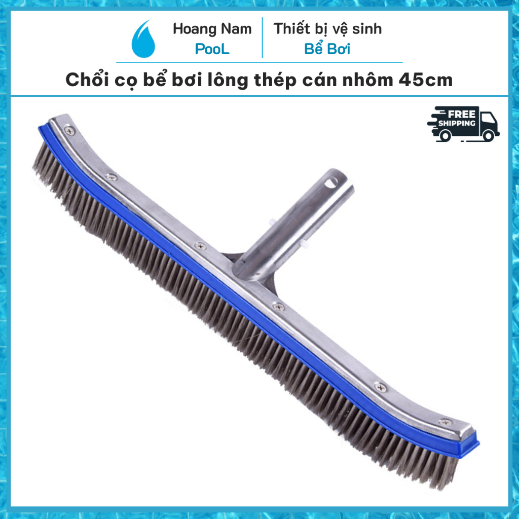 Stainless steel swimming pool brush, aluminum handle, 45cm long ...