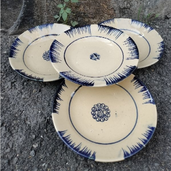 Ancient Stone Plate with Coconut Stripe Pattern 8inch (Nostalgic Old ...