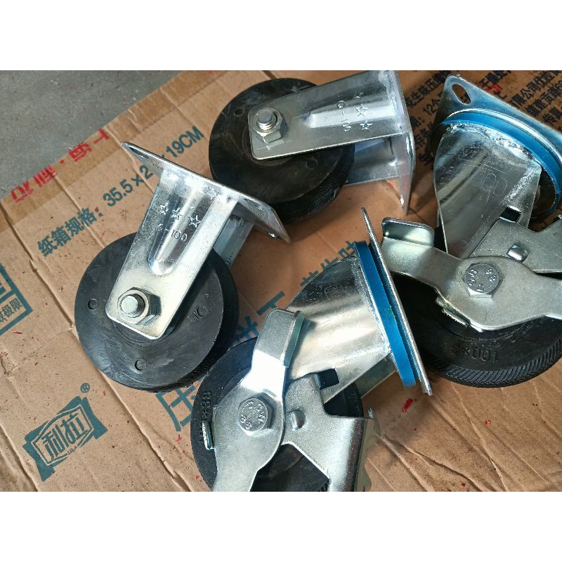 Set of 4 10cm wheels including two locking swivel wheels and two Tinh ...