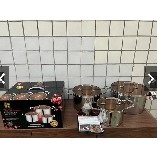 Misu LOUIS High-Quality Stainless Steel 3 Piece Pot Set (Black MISU ...