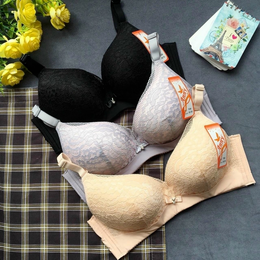 Wireless B cup lace BRA with 4cm thick foam, detachable strap BRA ...