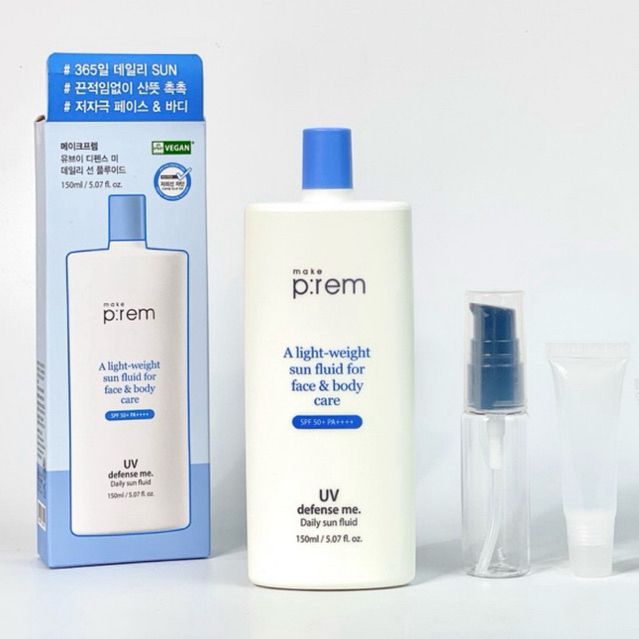 Make P: Prem UV Defense Me Physical Sunscreen Milk. Blue Ray Sun Fluid ...
