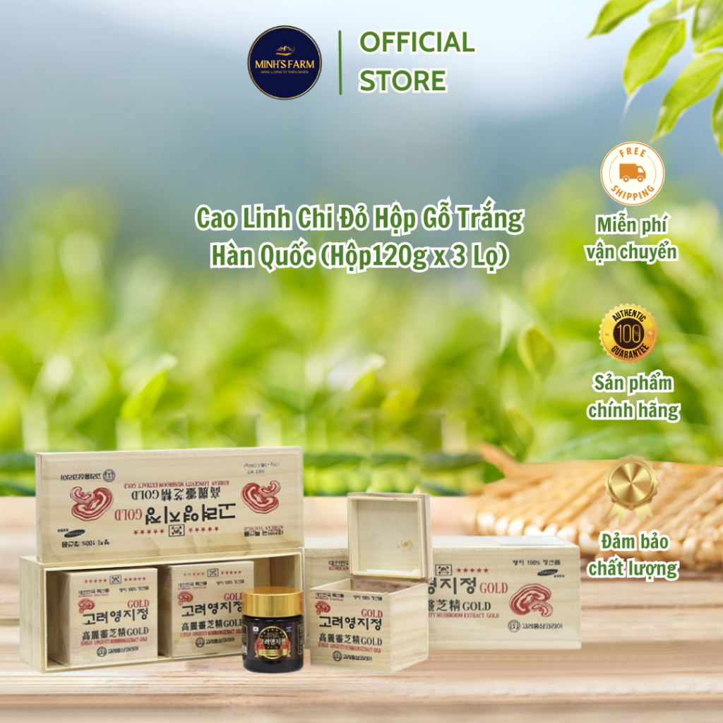 Red Ganoderma Extract Korean White Wooden Box (120g Box x 3 Jars ...